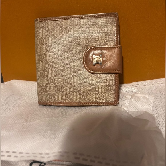 Celine | Bags | Celine Beige And Brown Monogram Wallet | Poshmark
